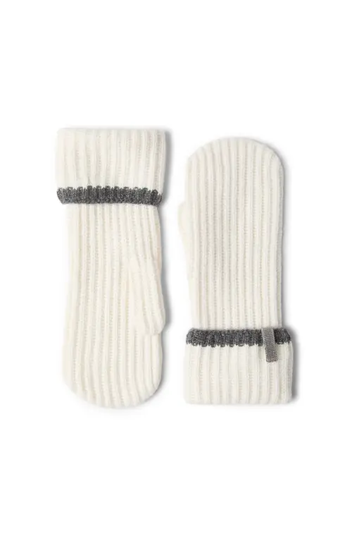 Brunello Cucinelli Knit Mittens With Monili - Panama