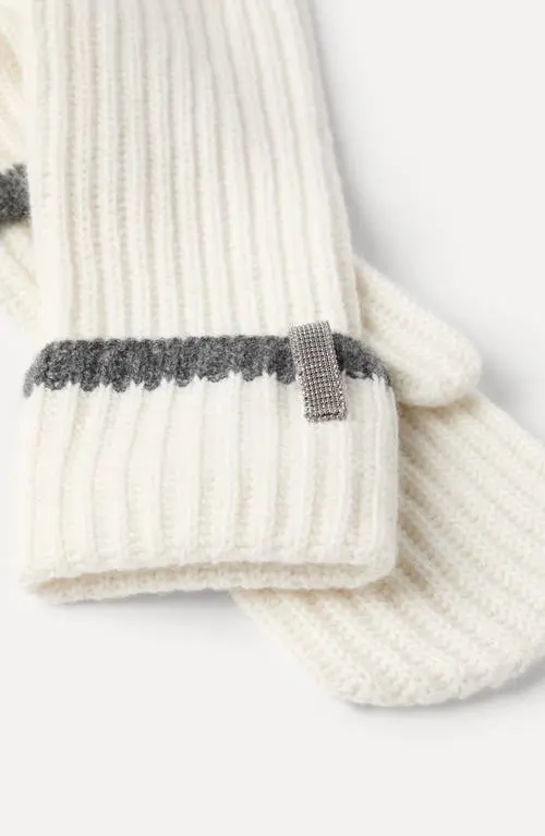 Brunello Cucinelli Knit Mittens With Monili - Panama