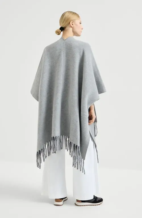 Brunello Cucinelli Wool And Cashmere Double Knit Poncho - Medium Grey