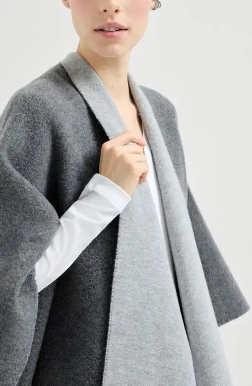 Brunello Cucinelli Wool And Cashmere Double Knit Poncho - Medium Grey