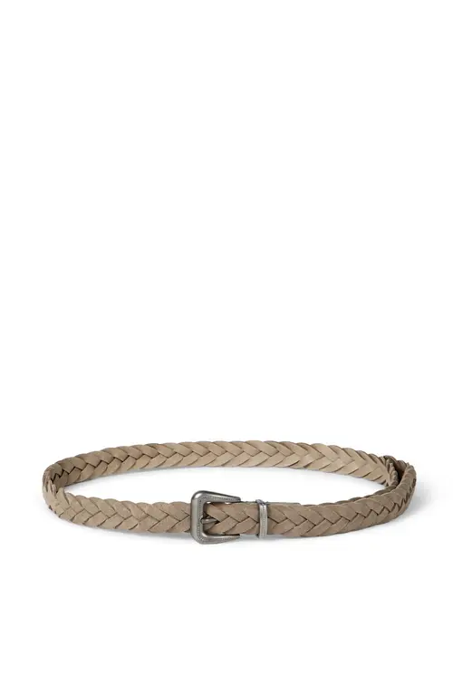 Brunello Cucinelli Braided Calfskin Belt - Beige
