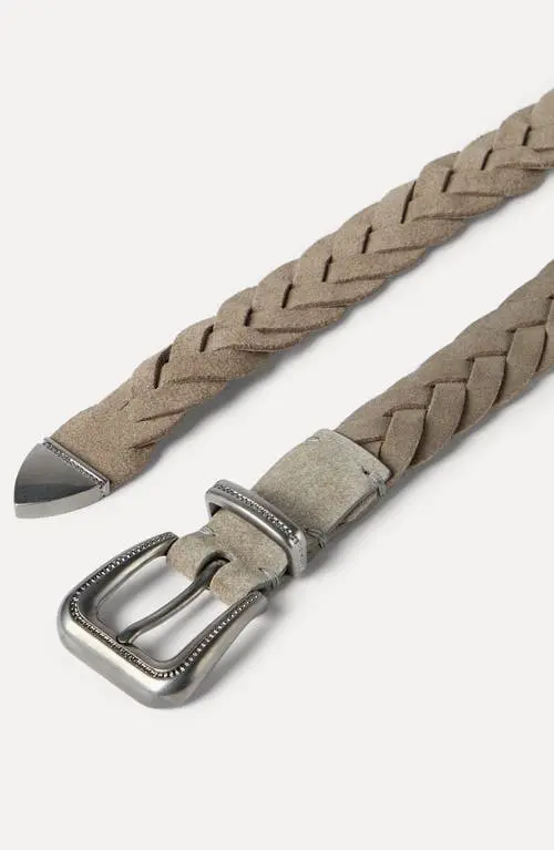 Brunello Cucinelli Braided Calfskin Belt - Beige