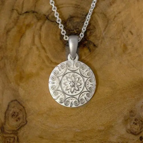 MANTRA I Choose Joy Mandala Vermeil Necklace - Mini - Silver