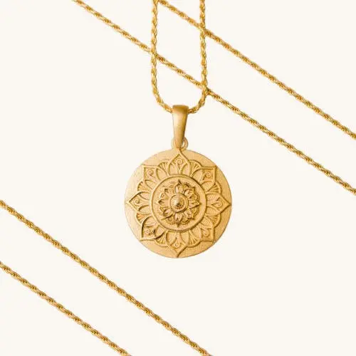 MANTRA I Am Grateful Mandala Pendant Necklace - Original - Gold