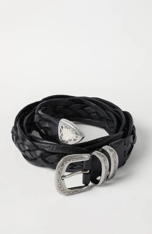 Brunello Cucinelli Braided Leather Belt - Black