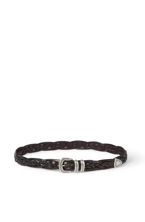Brunello Cucinelli Braided Calfskin Belt - Brown