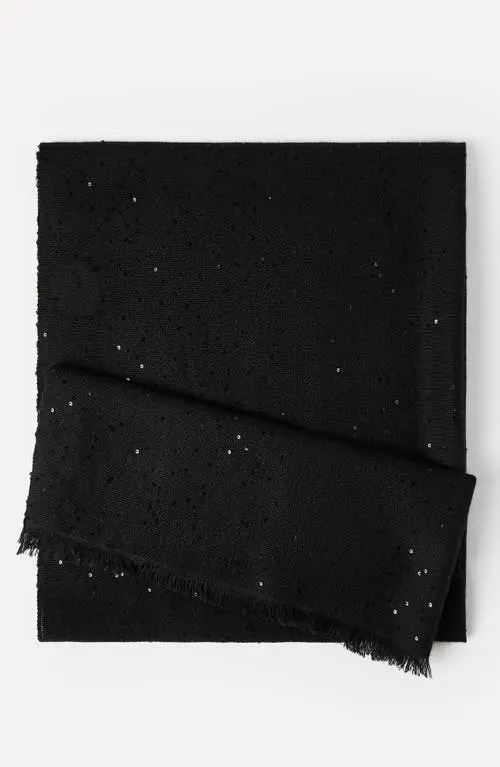 Brunello Cucinelli Cashmere And Silk Diamond Yarn Scarf - Black
