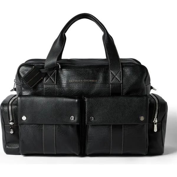 Brunello Cucinelli Grained Calfskin Leisure Bag - Black