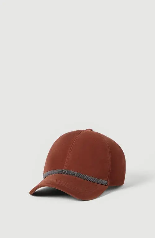 Brunello Cucinelli Baseball Cap With Monili - Firebrick