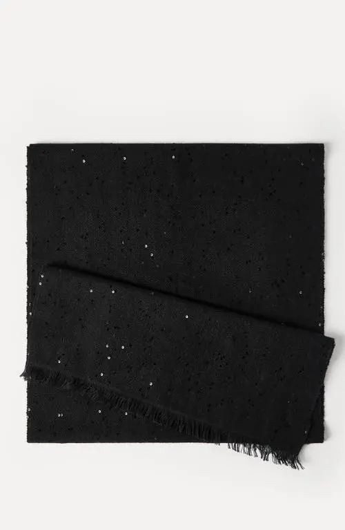 Brunello Cucinelli Cashmere And Silk Diamond Yarn Scarf - Black
