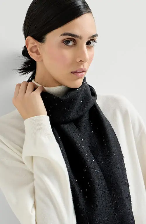 Brunello Cucinelli Cashmere And Silk Diamond Yarn Scarf - Black