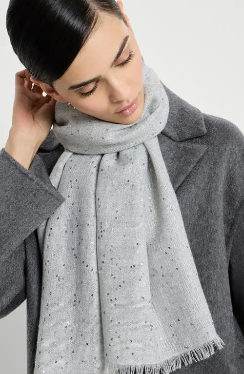 Brunello Cucinelli Cashmere And Silk Diamond Yarn Scarf - Fog