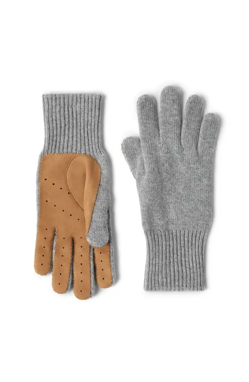 Brunello Cucinelli Cashmere And Suede Gloves - Light Grey