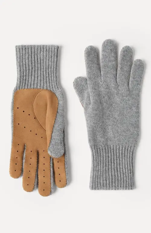 Brunello Cucinelli Cashmere And Suede Gloves - Light Grey