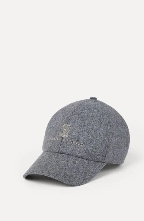 Brunello Cucinelli Wool Flannel Baseball Cap - Medium Grey