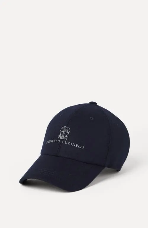 Brunello Cucinelli Wool Flannel Baseball Cap - Navy Blue