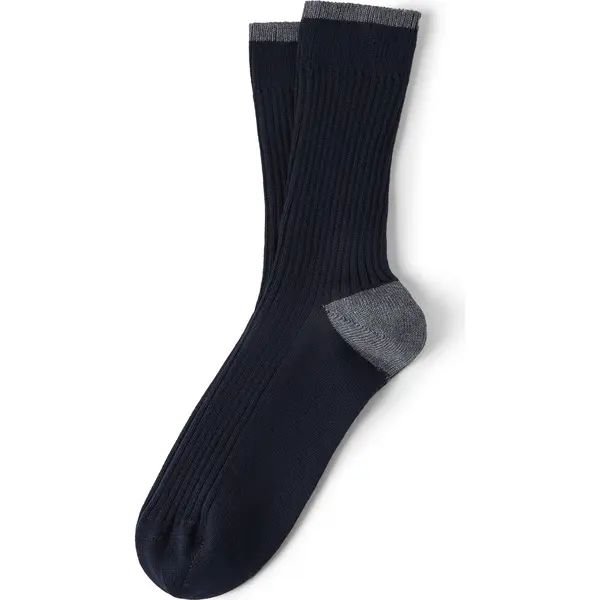 Brunello Cucinelli Cotton Calf Socks - Navy Blue