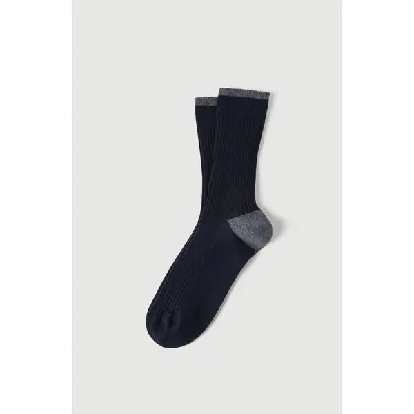 Brunello Cucinelli Cotton Calf Socks - Navy Blue