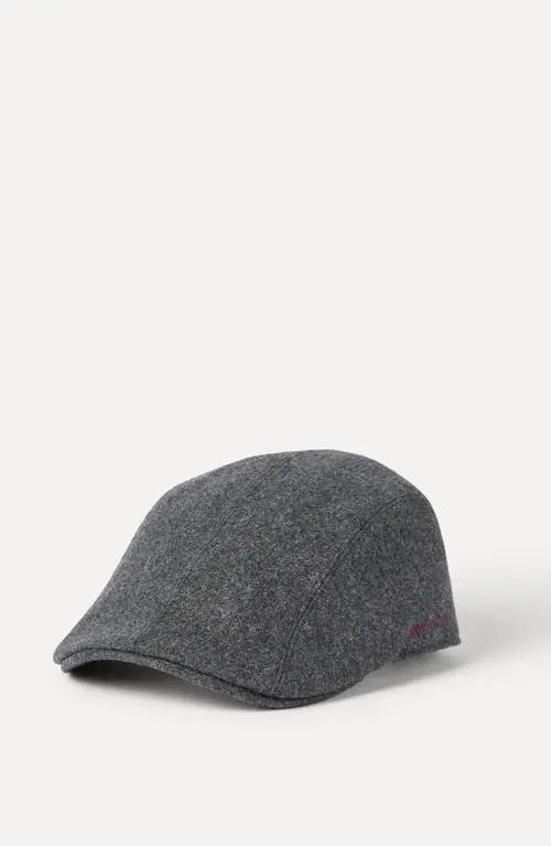 Brunello Cucinelli Virgin Wool Flannel Flat Cap - Dark Grey