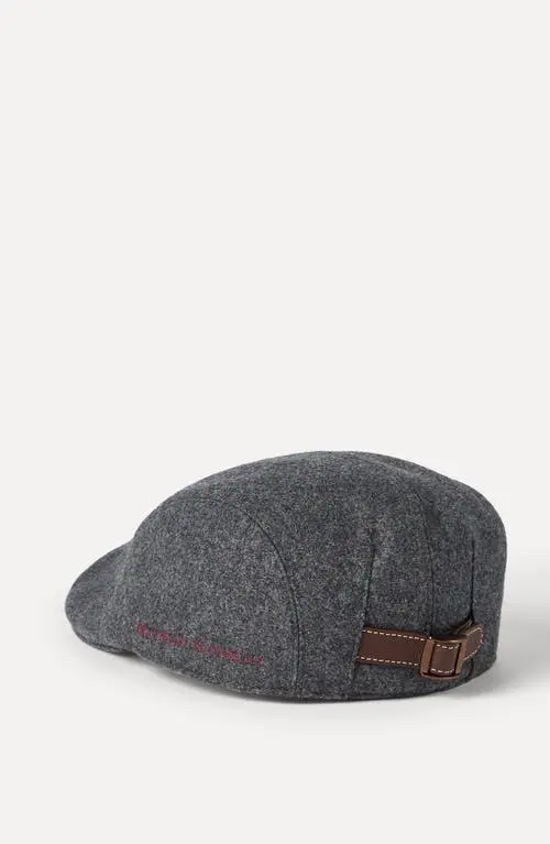 Brunello Cucinelli Virgin Wool Flannel Flat Cap - Dark Grey