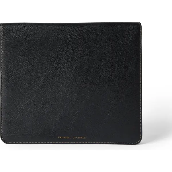 Brunello Cucinelli Grained Calfskin Document Holder - Black