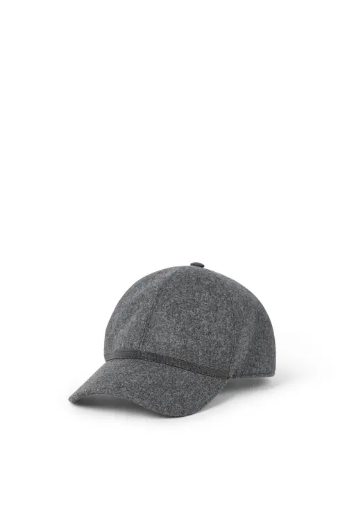 Brunello Cucinelli Baseball Cap With Monili - Dark Grey