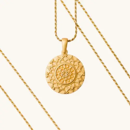 MANTRA I Am Enough Mandala Pendant Necklace - Original - Gold