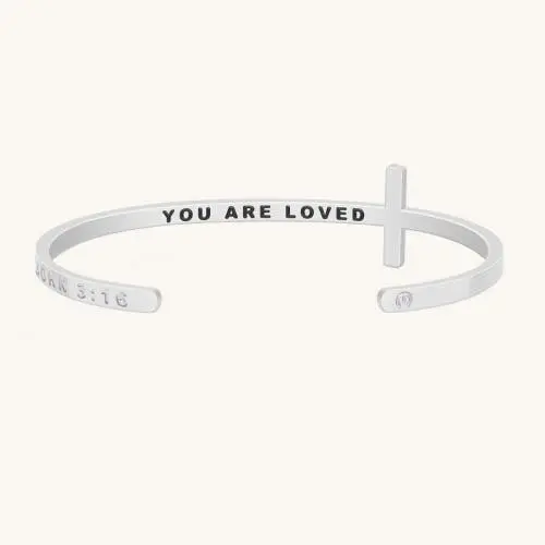 MANTRA Cross Cuff Bracelet - John 3:16 - Silver