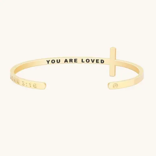 MANTRA Cross Cuff Bracelet - John 3:16 - Yellow Gold