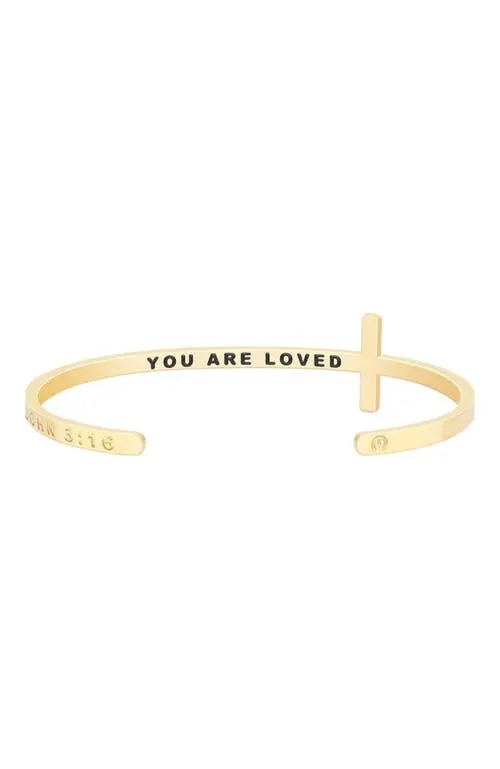 MANTRA Cross Cuff Bracelet - John 3:16 - Yellow Gold
