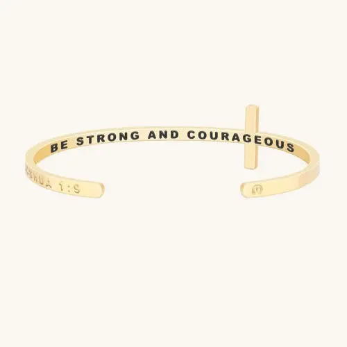 MANTRA Cross Cuff Bracelet - Joshua 1:19 - Yellow Gold