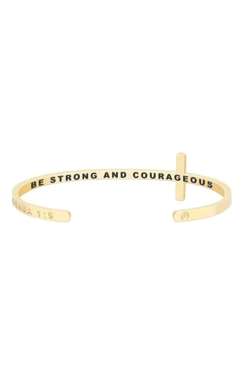 MANTRA Cross Cuff Bracelet - Joshua 1:19 - Yellow Gold
