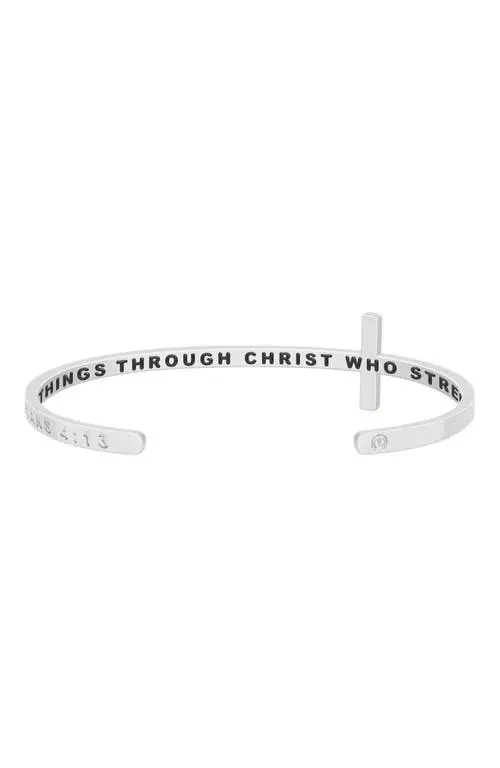 MANTRA Cross Cuff Bracelet - Philippians 4:13 - Silver