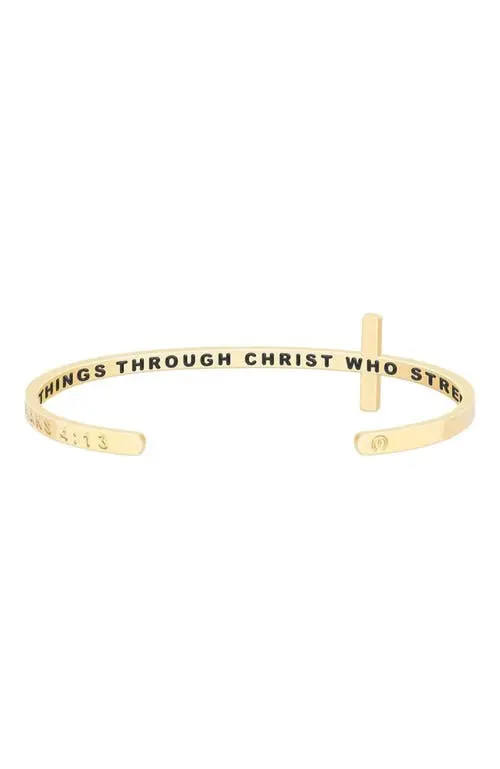 MANTRA Cross Cuff Bracelet - Philippians 4:13 - Yellow Gold