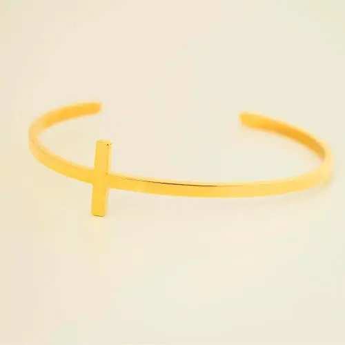 MANTRA Cross Cuff Bracelet - Psalm 139:14 - Yellow Gold