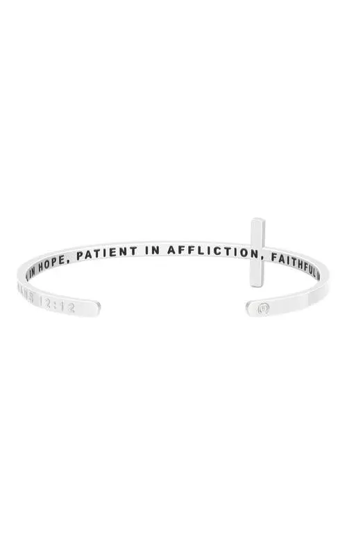 MANTRA Cross Cuff Bracelet - Romans 12:12 - Silver