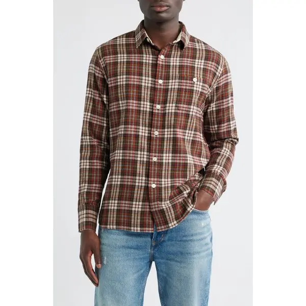 Pendleton Fremont Plaid Flannel Button-up Shirt - Brick/tan Plaid