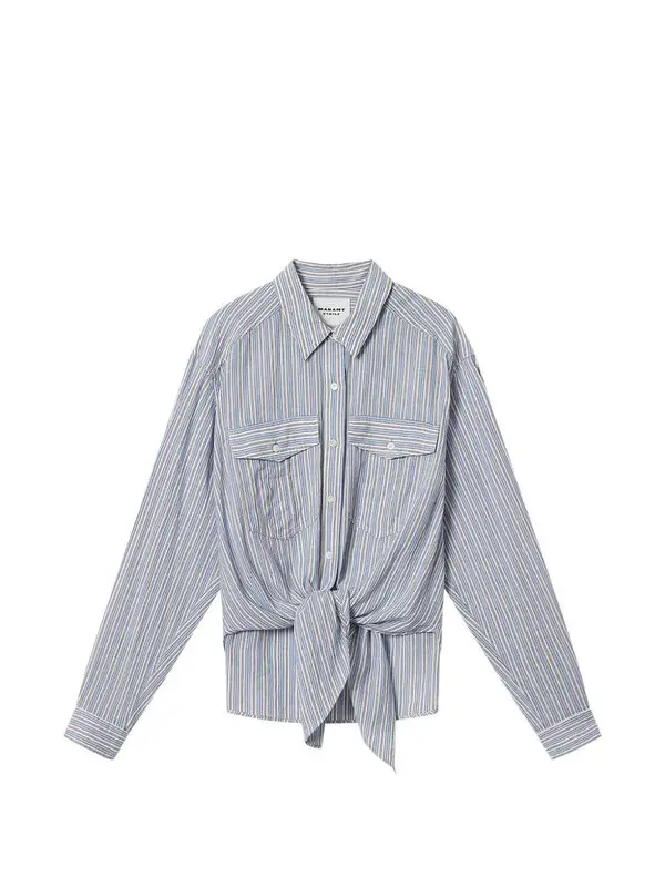 MARANT ETOILE Nath Striped Cotton Shirt - Sky Blue