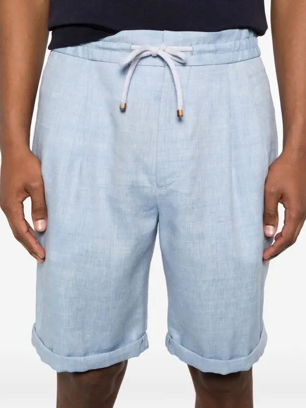 Brunello Cucinelli Linen Blend Shorts - Sky Blue