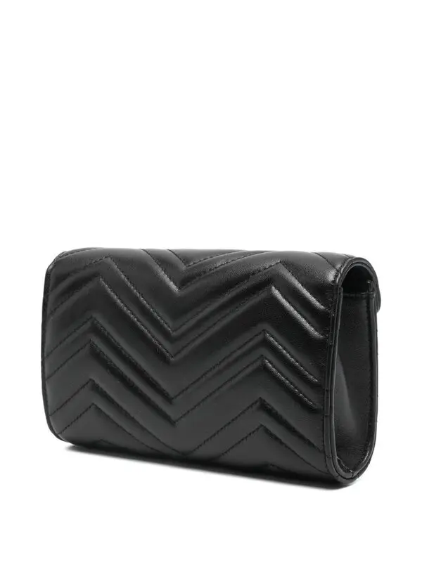 Gucci Gg Marmont Leather Wallet On Chain - Black