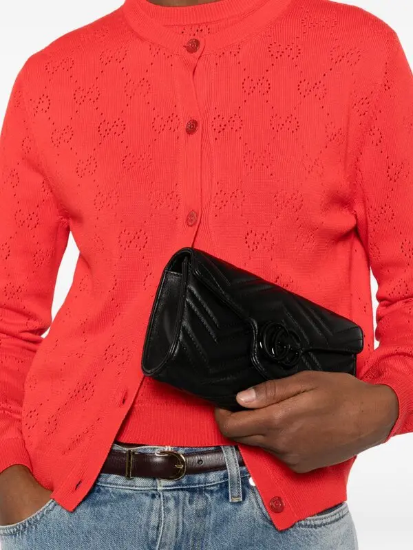 Gucci Gg Marmont Leather Wallet On Chain - Black