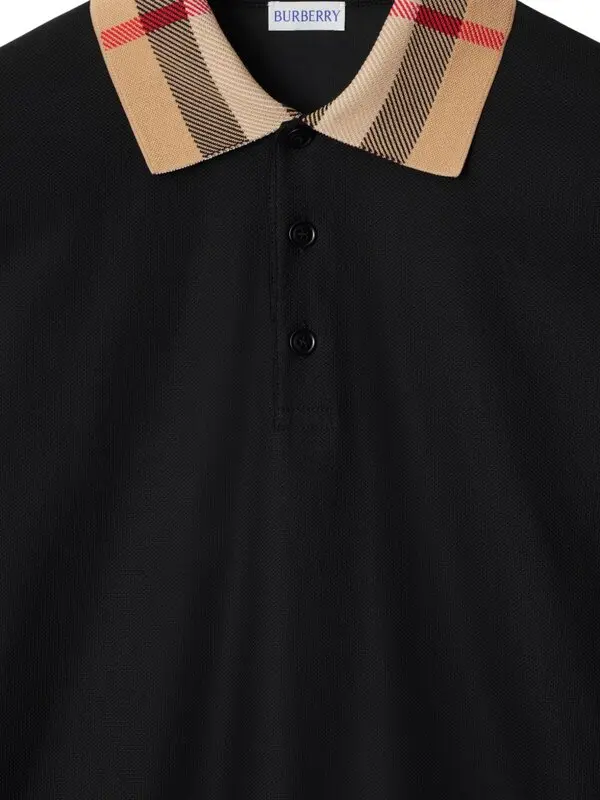 Burberry Check Collar Cotton Polo Shirt