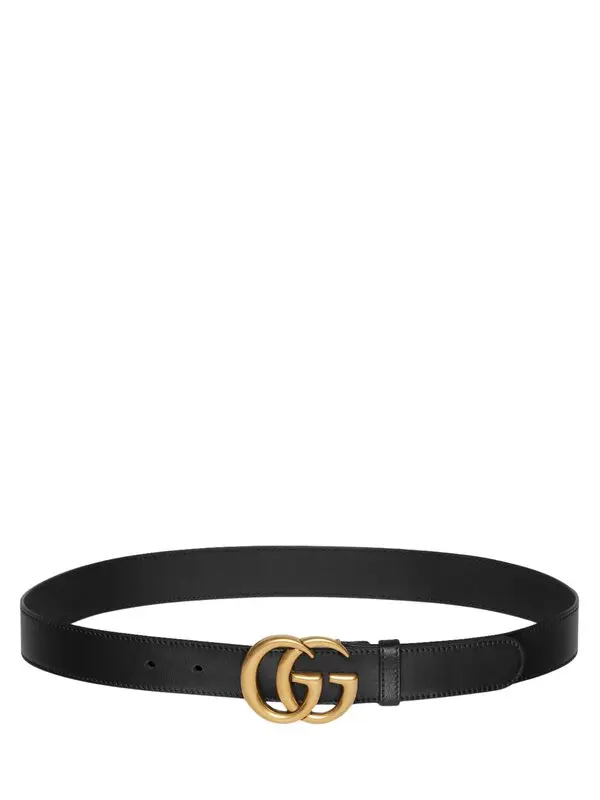Gucci Gg Marmont Leather Belt - Black