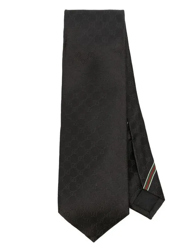 Gucci Double G Pattern Neck Tie - Black