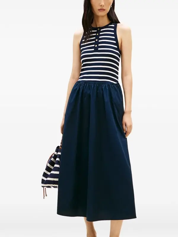 Tommy Hilfiger Sleeveless Dress With Gold Buttons - Blue