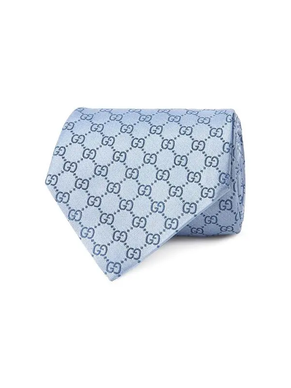 Gucci Silk Neck Tie With Gg Motif