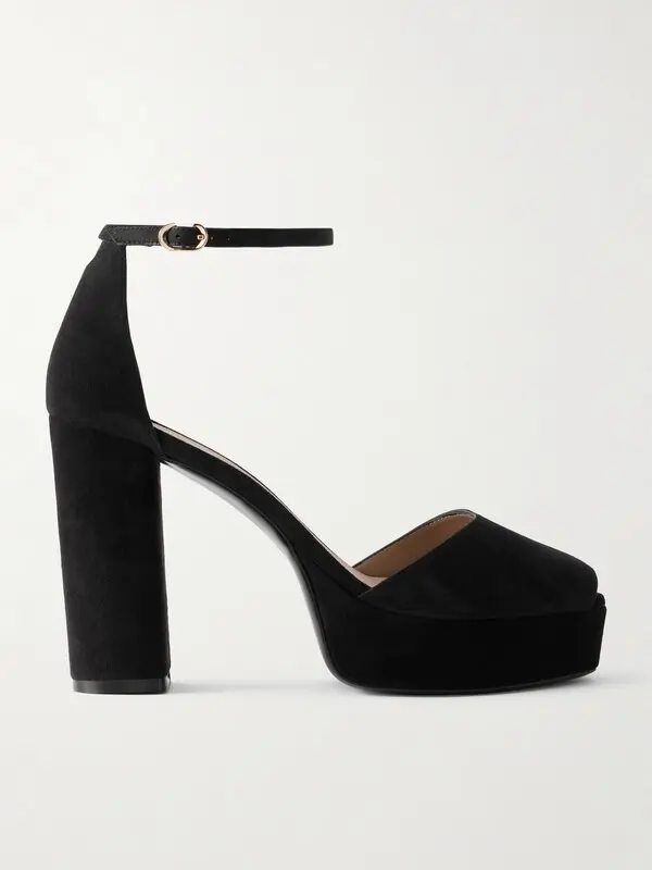 STUART WEITZMAN Suede Platform Sandals - Black