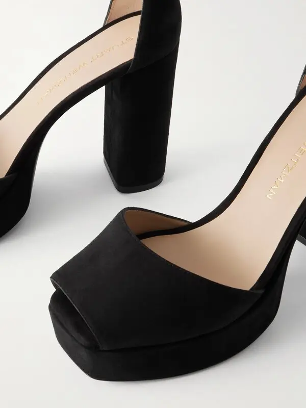 STUART WEITZMAN Suede Platform Sandals - Black