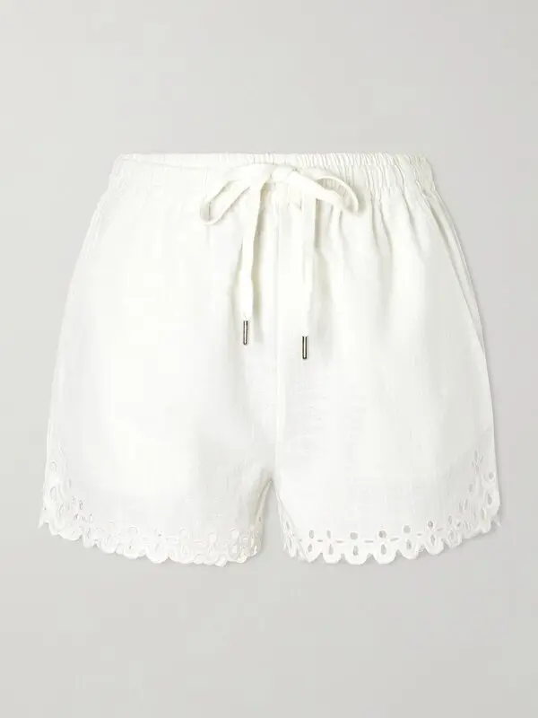 MARANT ETOILE Balyme Broderie Anglaise Cotton Shorts - White