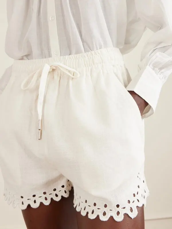 MARANT ETOILE Balyme Broderie Anglaise Cotton Shorts - White